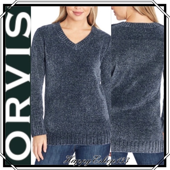Orvis | Sweaters | Orvis Ladies Chenille Tunic Sweater Marled Navy ...